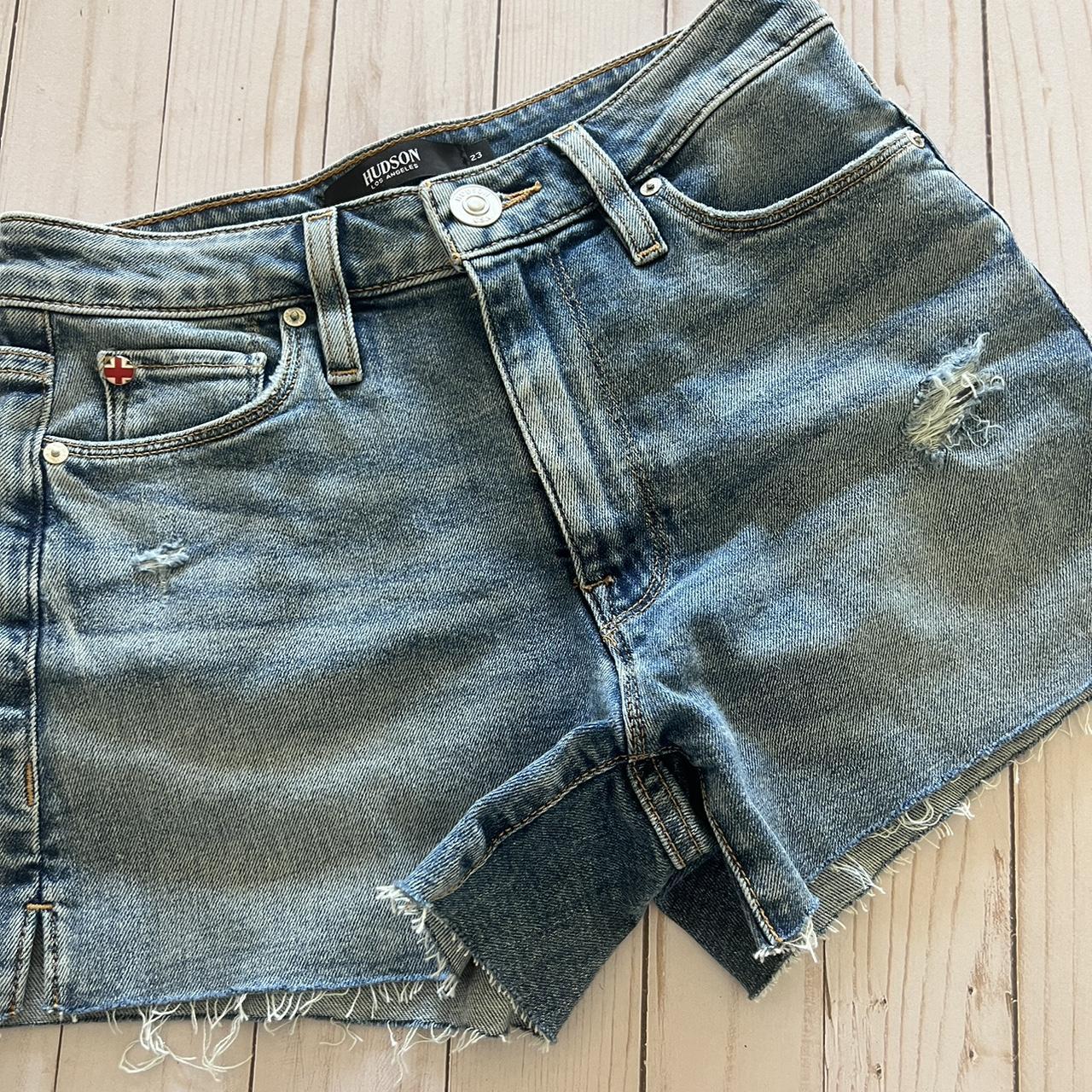 HUDSON denim shorts mid rise SIZE 23” - Depop