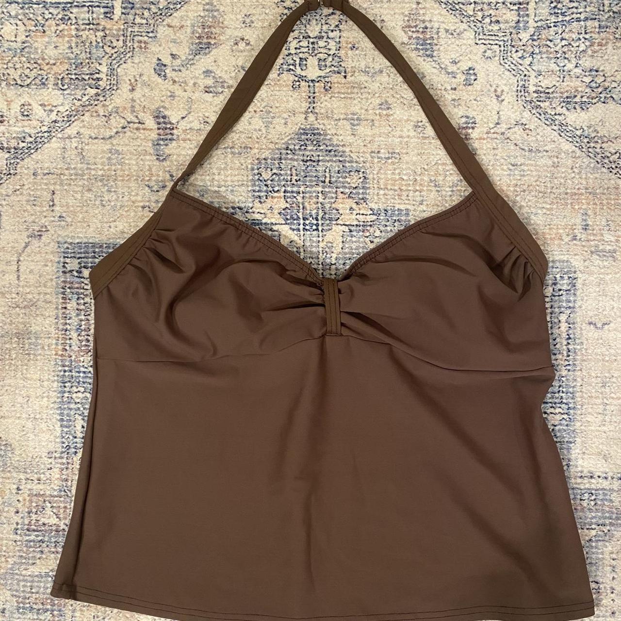 Brown halter neck swimsuit tankini (I always wore... - Depop