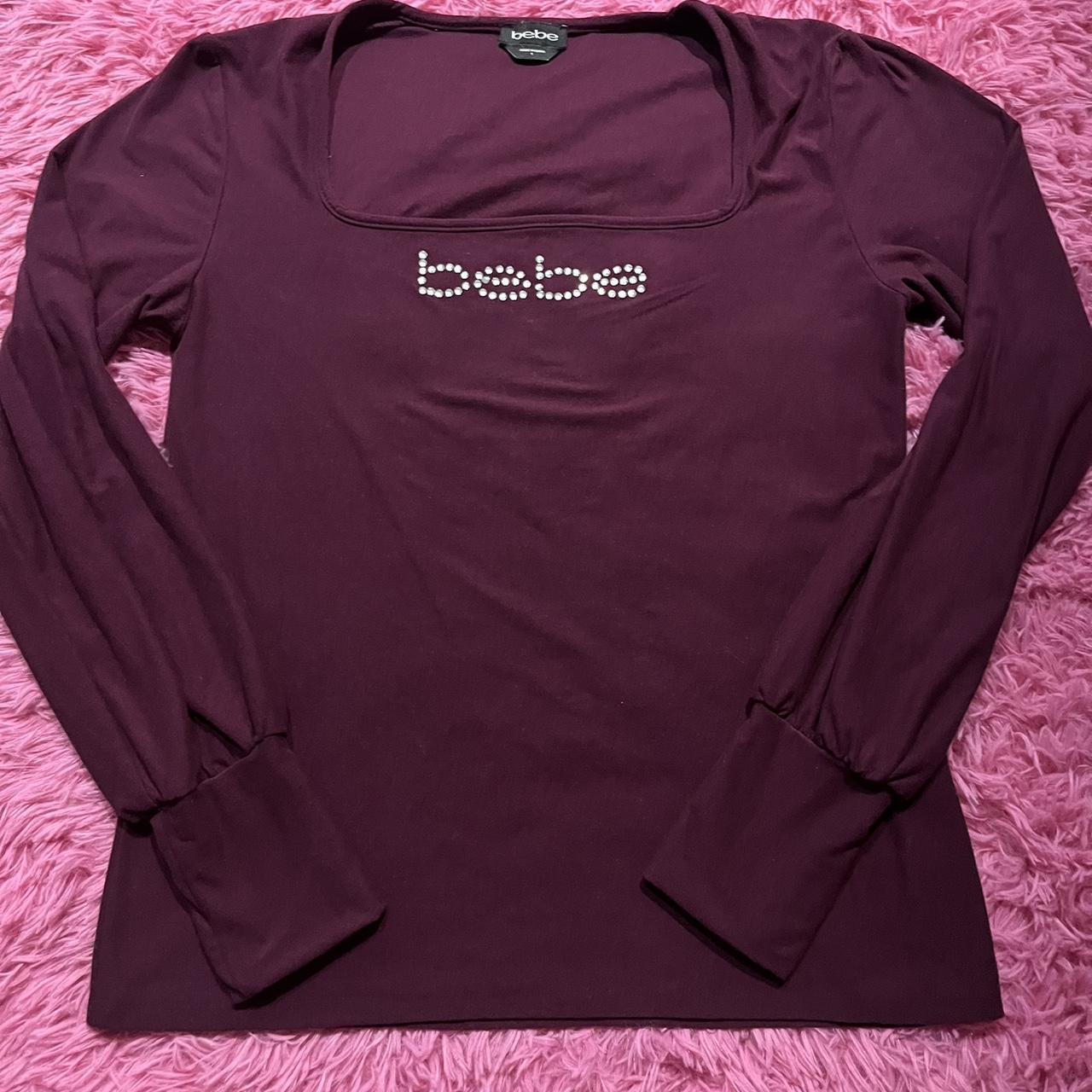 bebe long sleeve💋 size L missing 1 rhinestone #bebe... - Depop