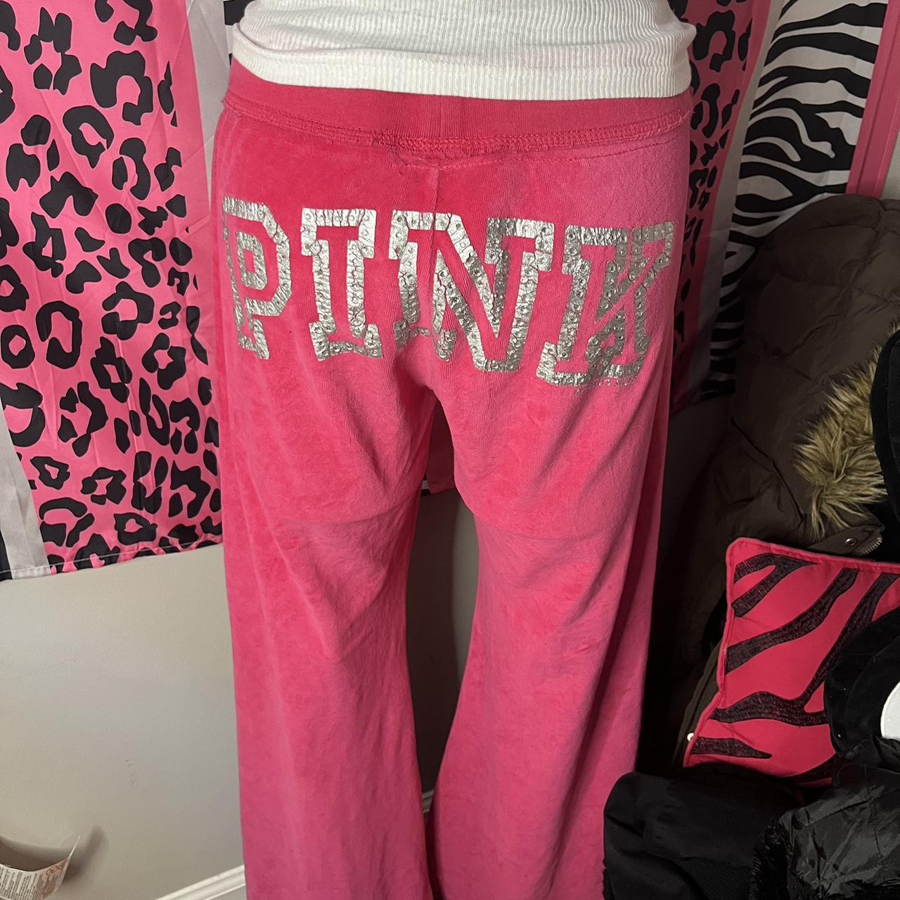 PINK velour sweats💋 size m some rhinestones... - Depop