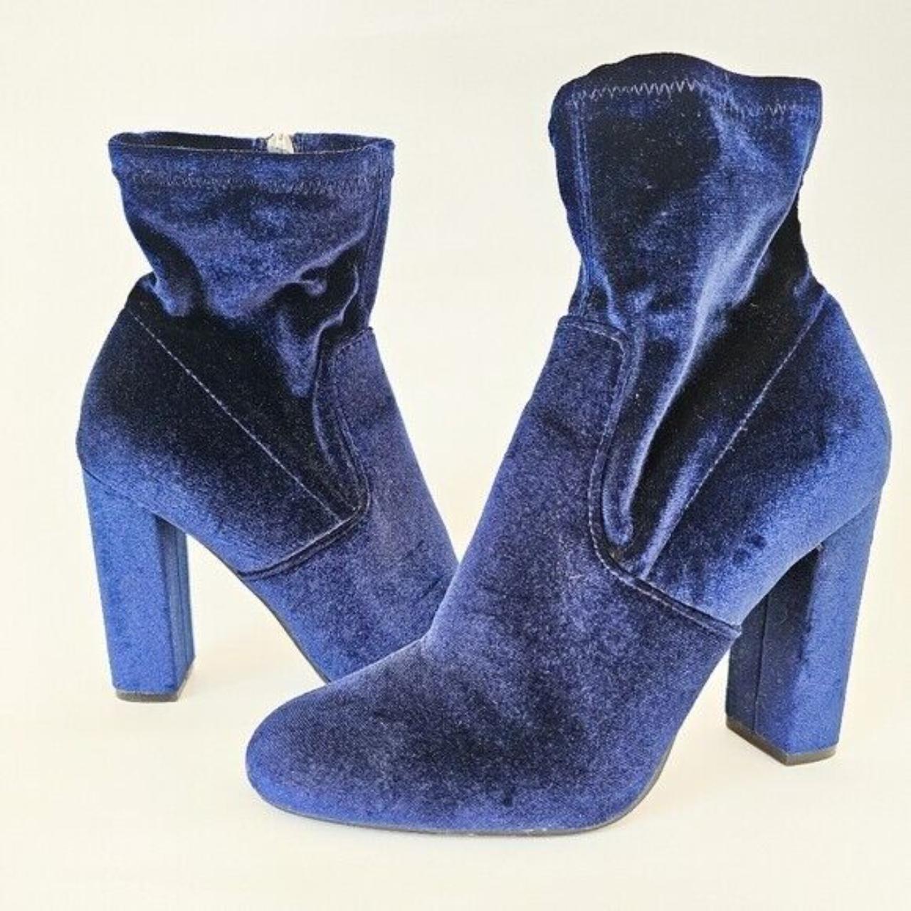 Steve Madden 7 Edit Ankle booties velour royal blue... - Depop