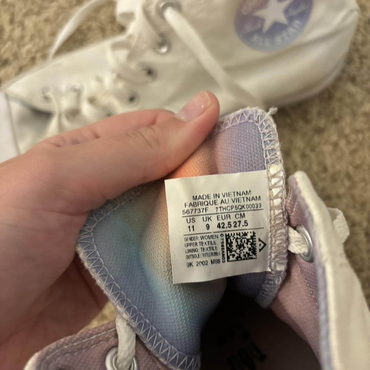 WHITE CONVERSE W RAINBOW LINING Super cute white... - Depop