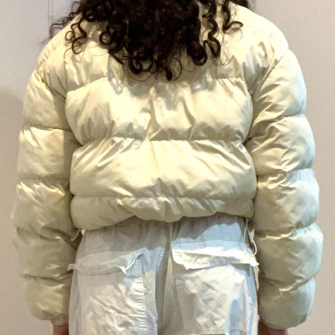 Cute cropped cream puffer jacket! In great condition... - Depop