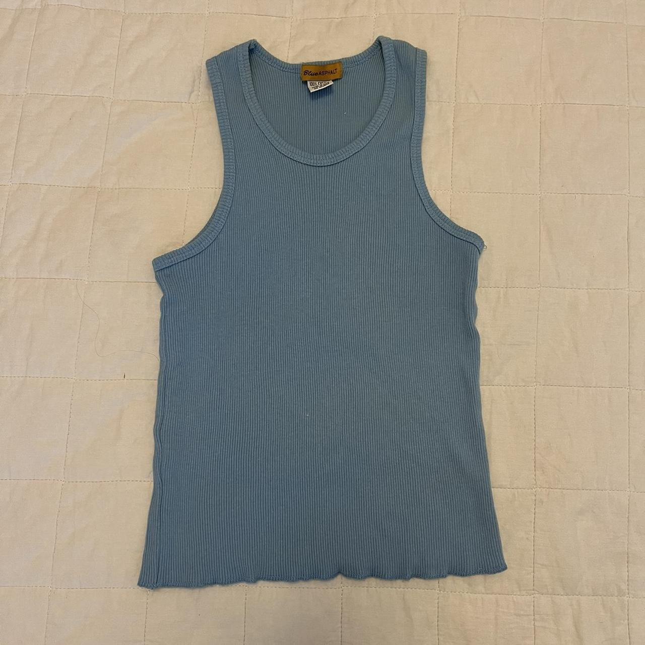 Blue Asphalt Basic Baby Blue Tank Top - Depop