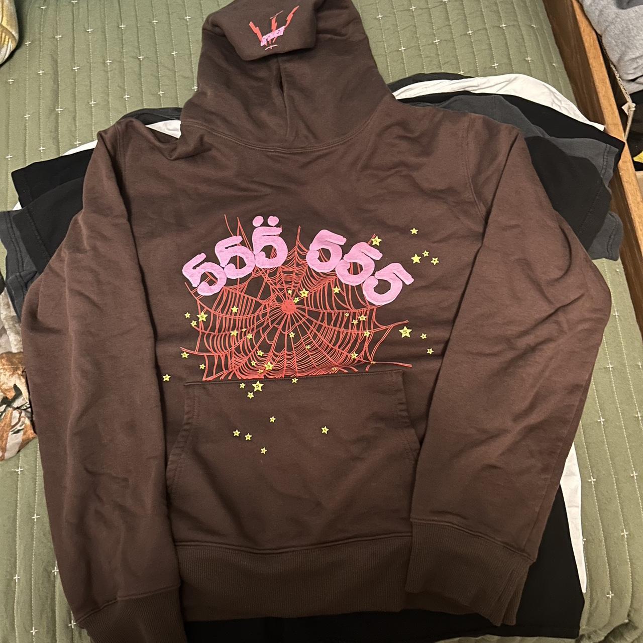 Brown Sp5der 555 Hoodie. Super comfy and cozy and... - Depop
