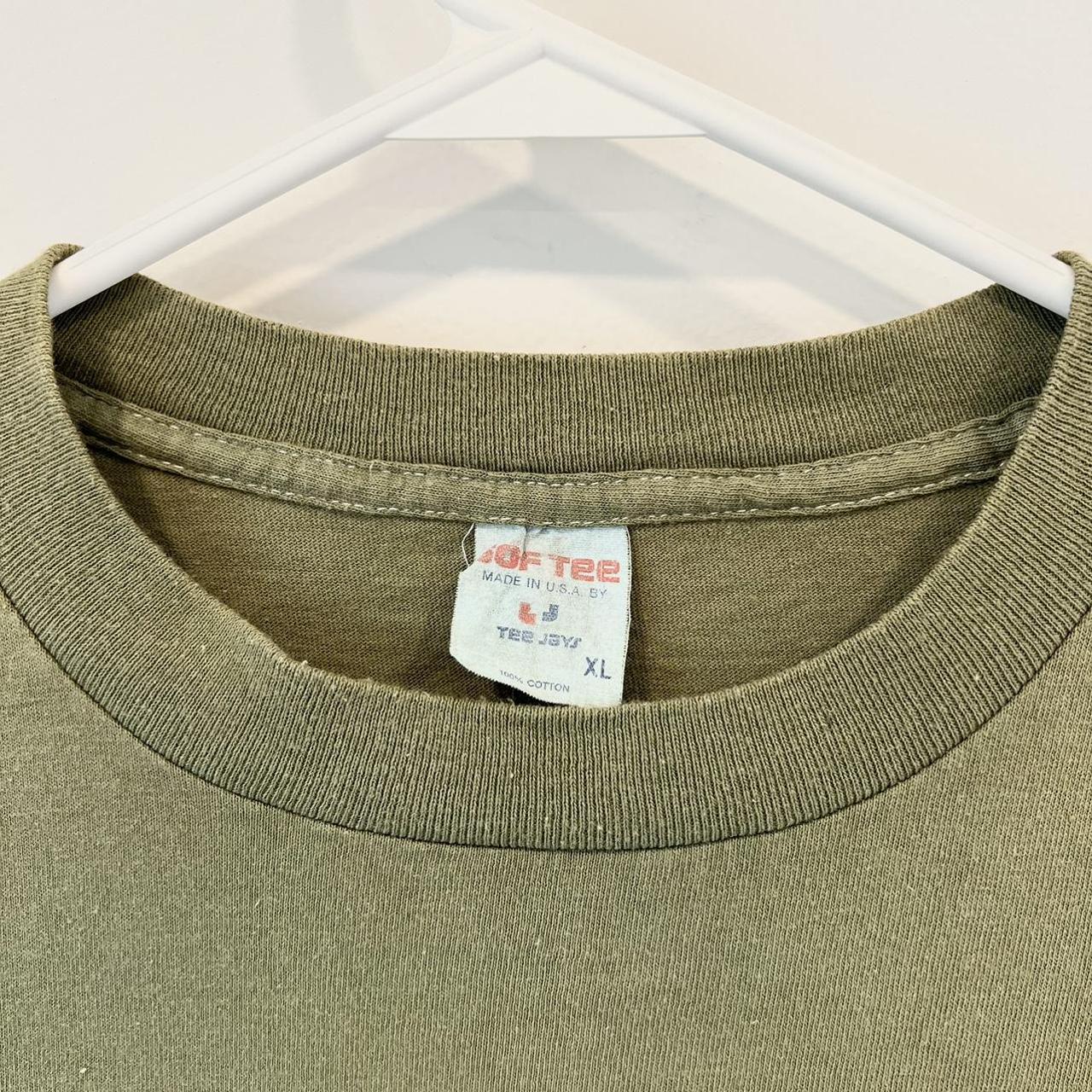 Vintage 80s 90s Softee Teejays Faded Olive Green... - Depop