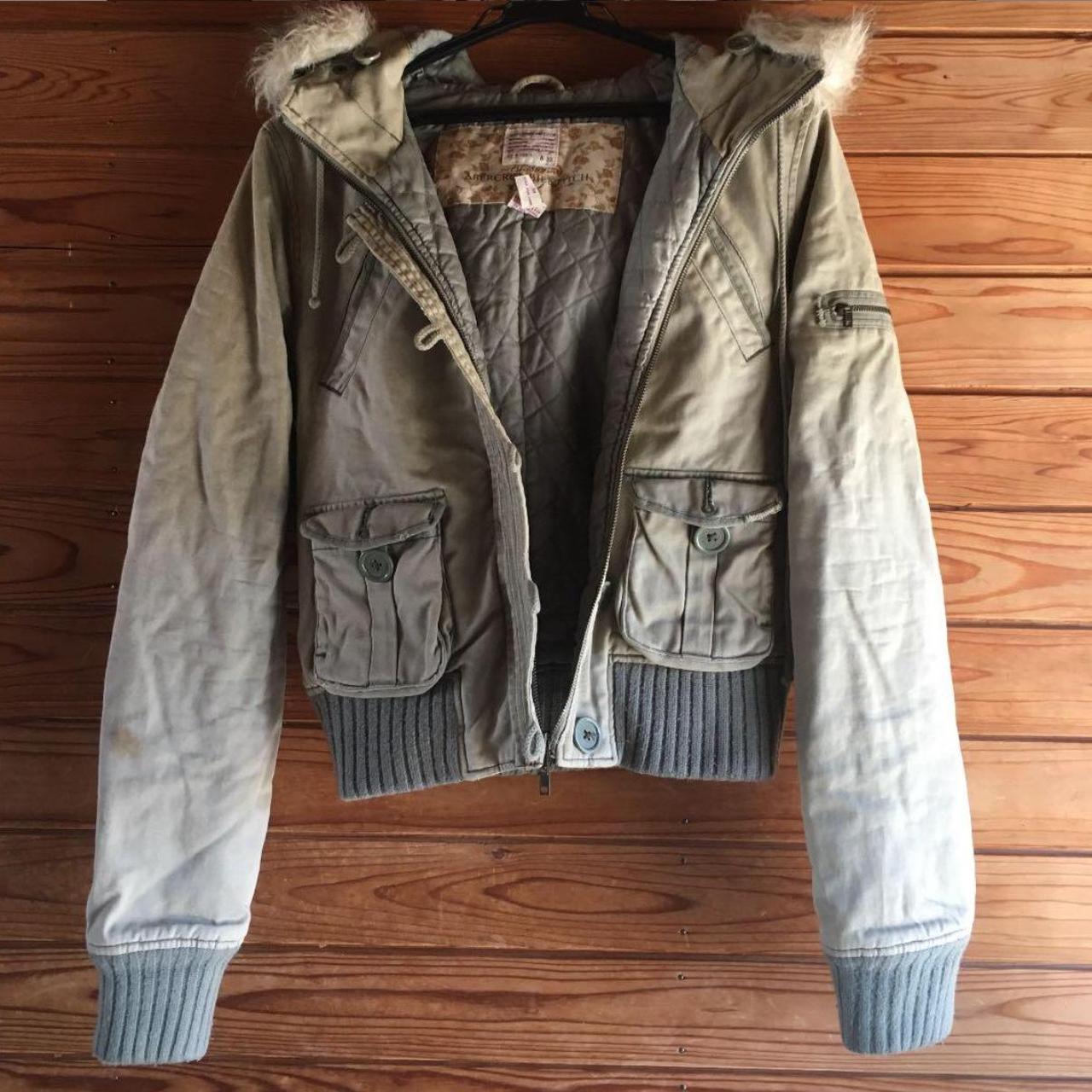 Y2K Vintage Green Abercrombie & Fitch Puffer Jacket... - Depop