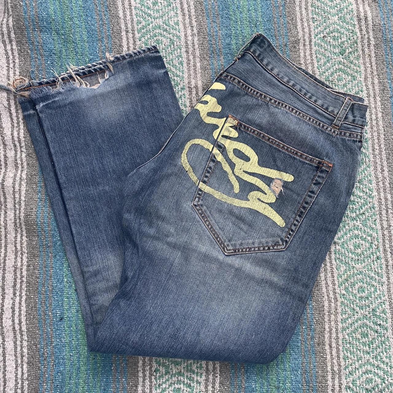 Ed Hardy Script Jeans Size 42 Great condition(small... - Depop