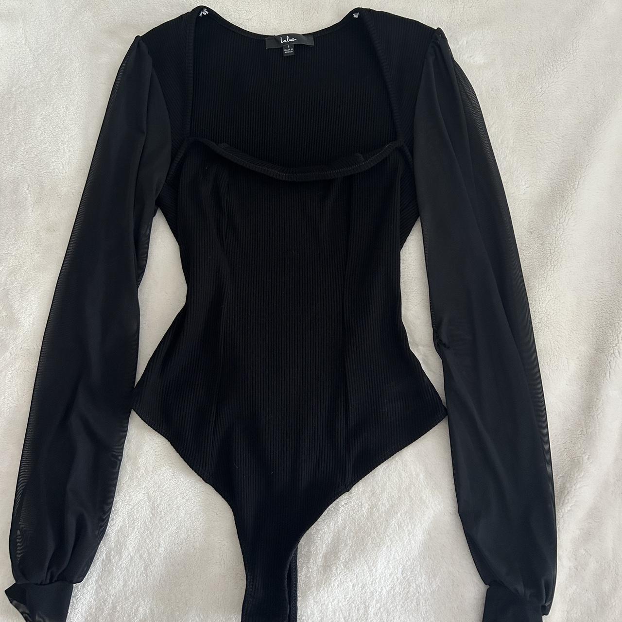 Lulus black long sleeve bodysuit size small - Depop