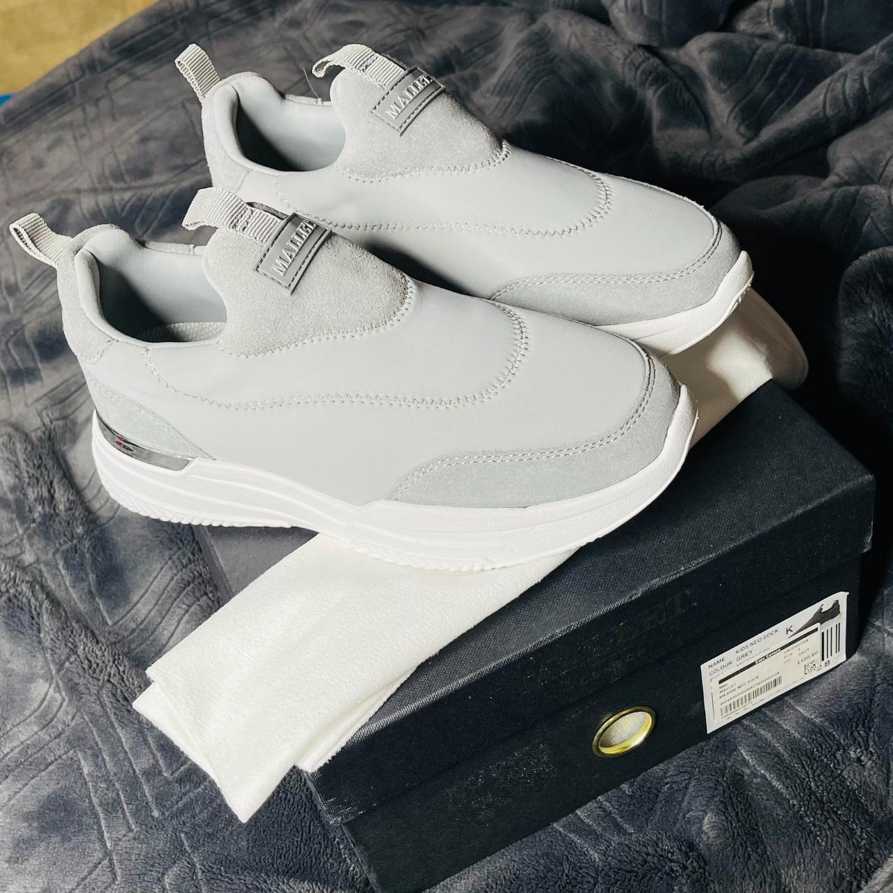 Mallet Kids Sock Style Grey Slip On Trainers UK... - Depop
