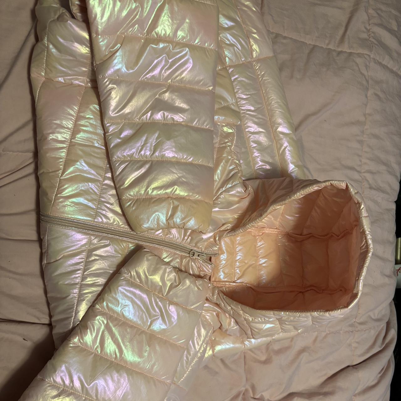 Torrid Pink iridescent puffer jacket, inside and... - Depop