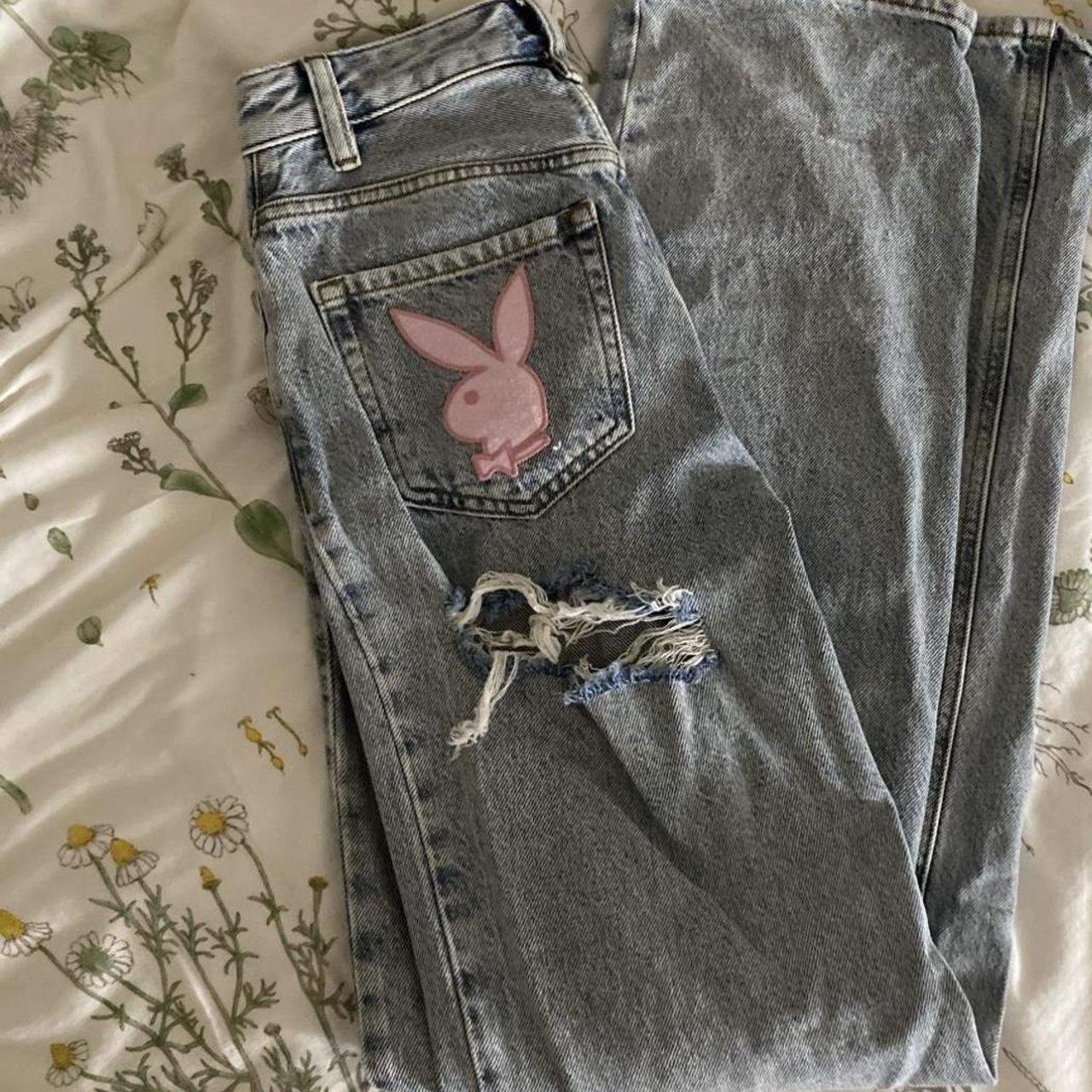 high waisted limited edition playboy jeans size 22... - Depop