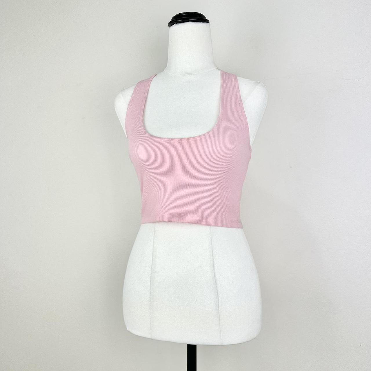 BABY PINK RIBBED HALTER TOP - Depop