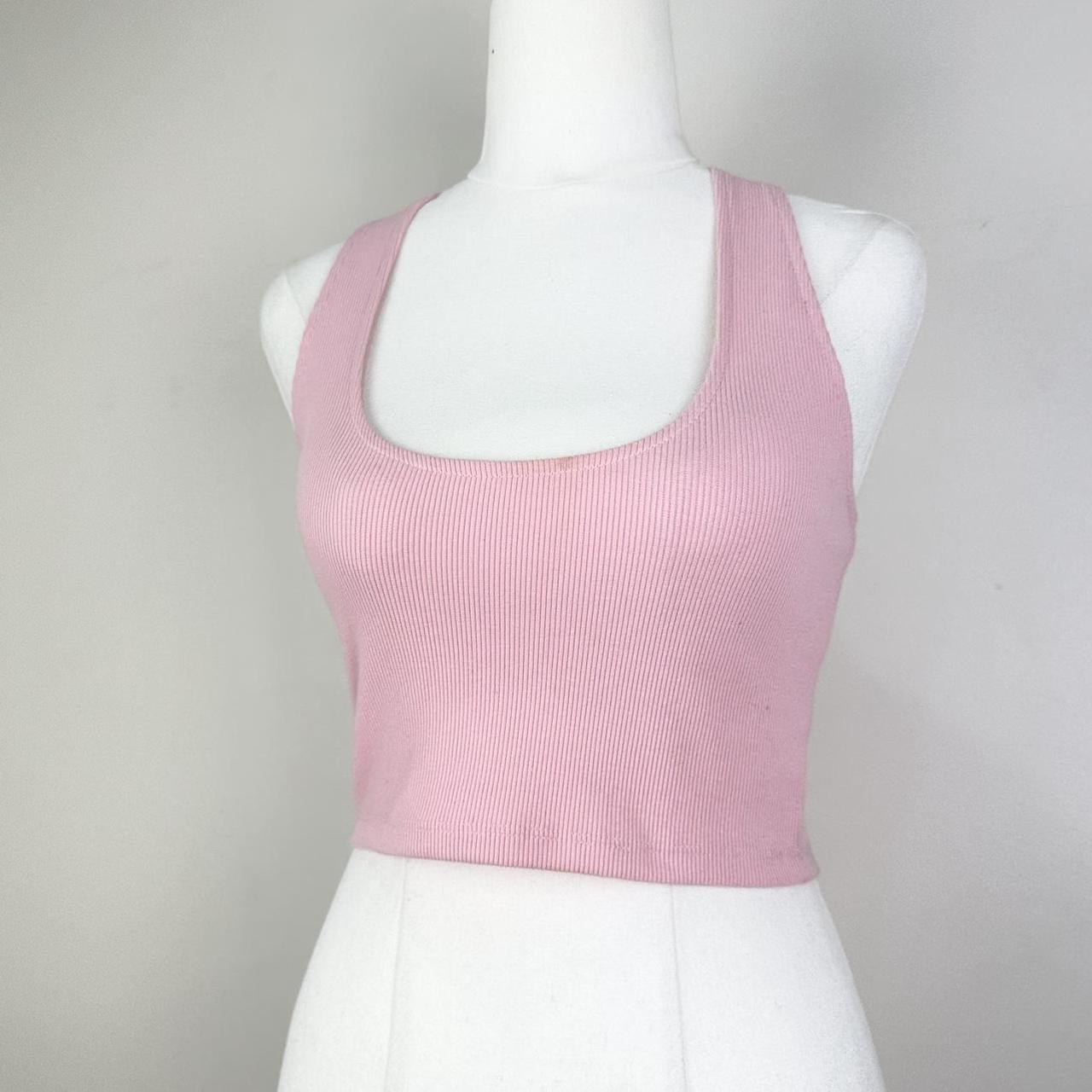 BABY PINK RIBBED HALTER TOP - Depop