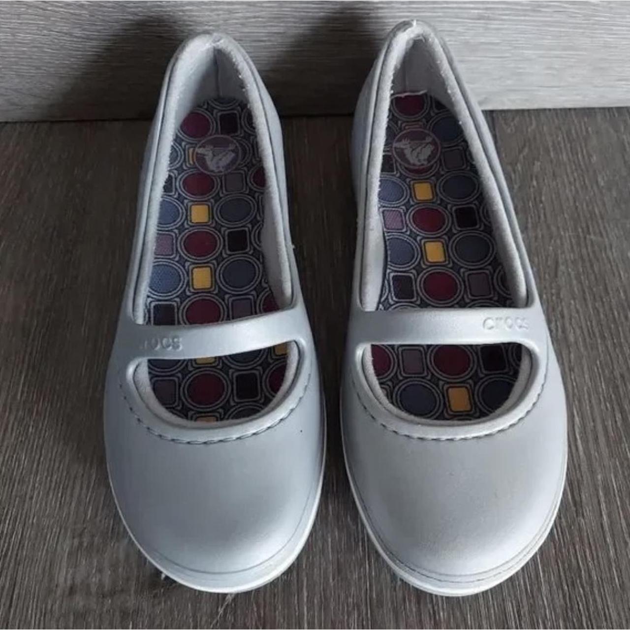 Crocs Mary Jane Winter Flats Grey Size 7 Women's - Depop