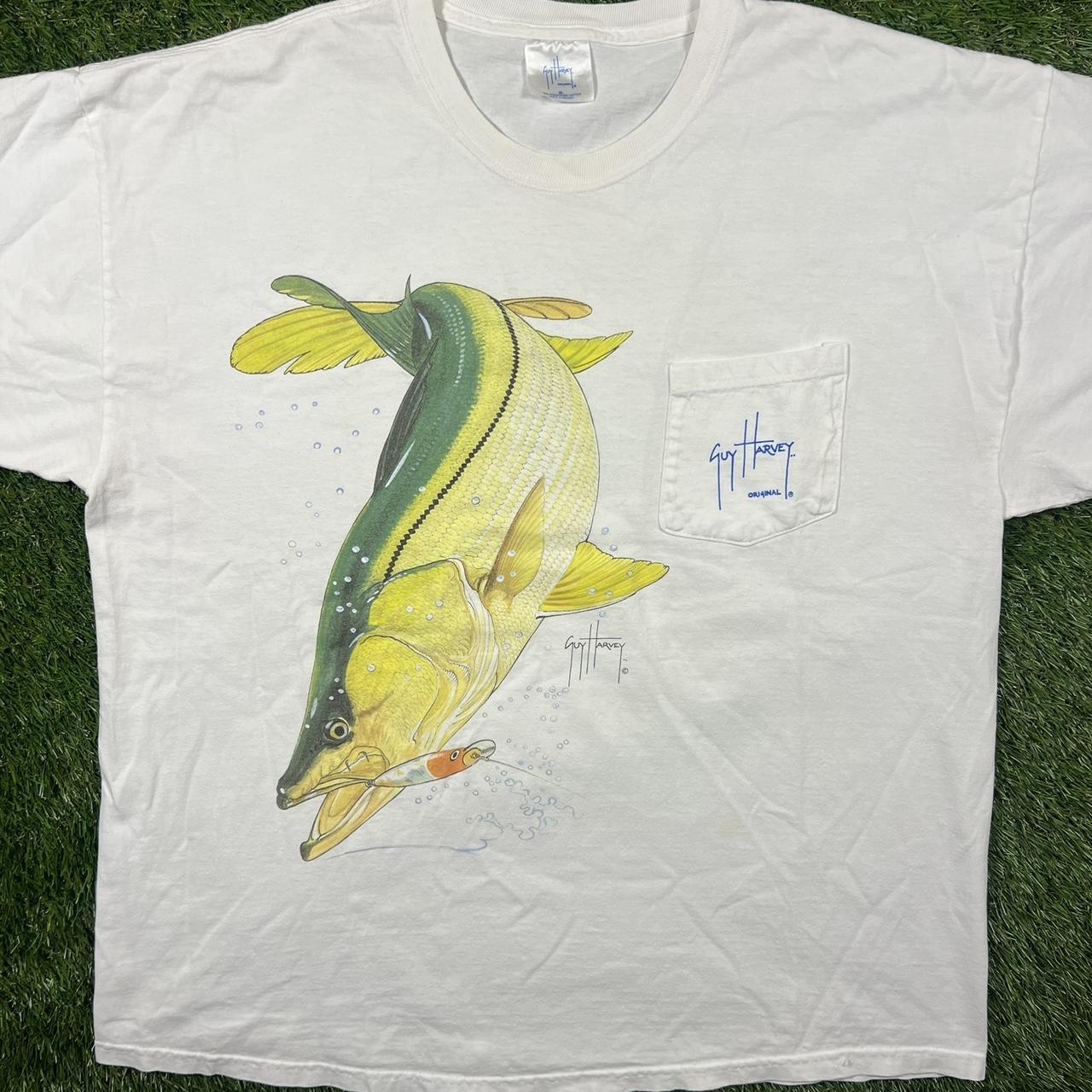 Vintage Guy Harvey Snook Fish Front and Back Hit T... - Depop
