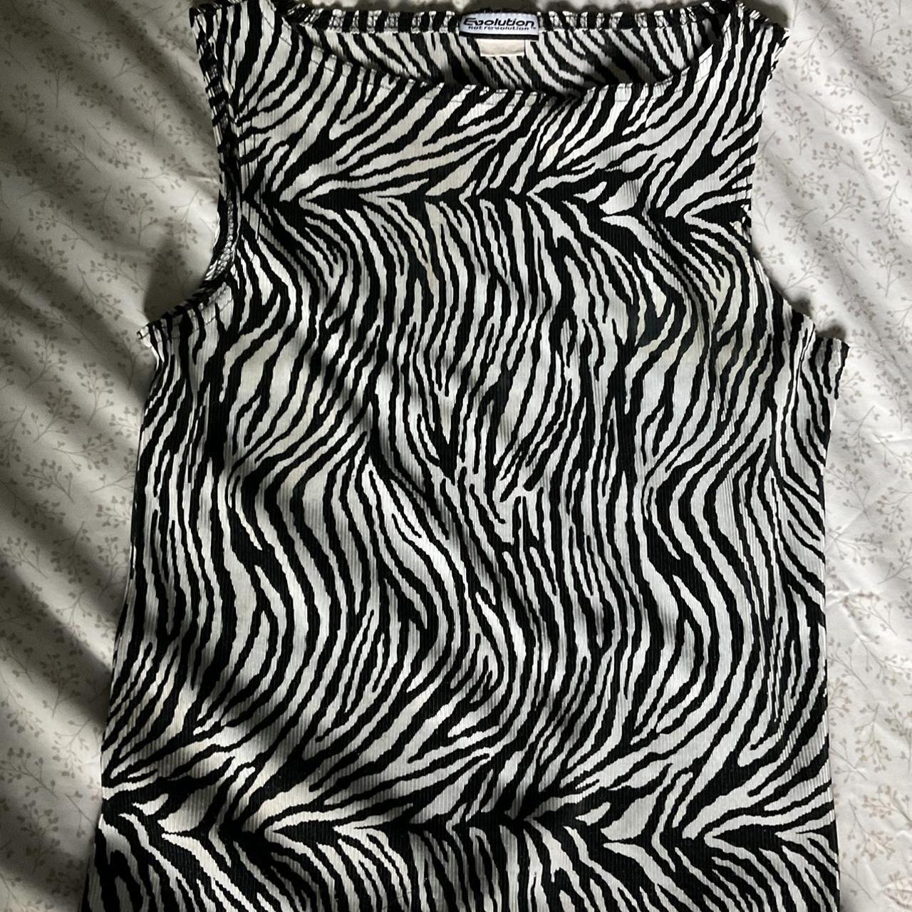 Zebra print square neck tank top is stretchy Fits... - Depop