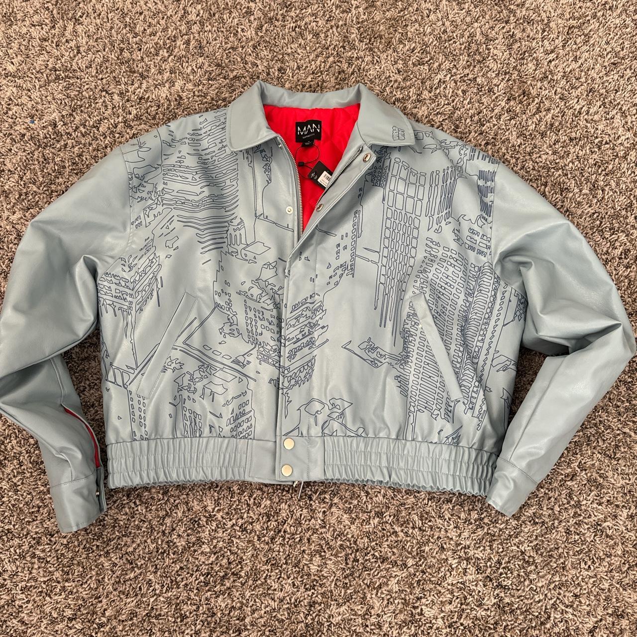 Leather biker jacket from Boohoo Man. New, never... - Depop