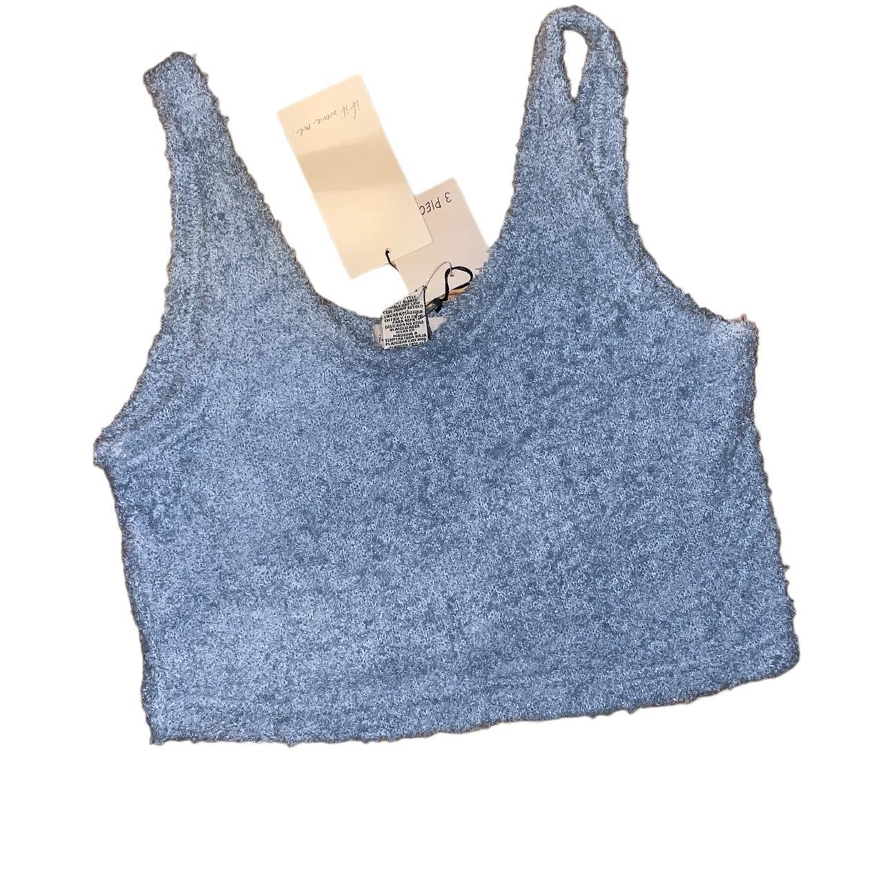 new fuzzy cropped top! size medium, and the brand is... - Depop