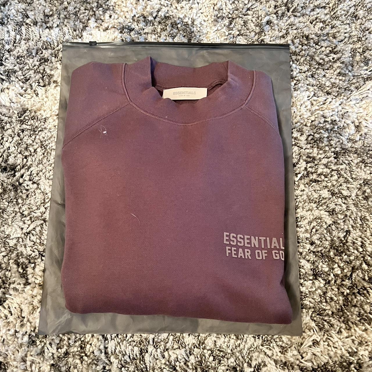 fear of god essentials pullover crewneck- plum size... - Depop