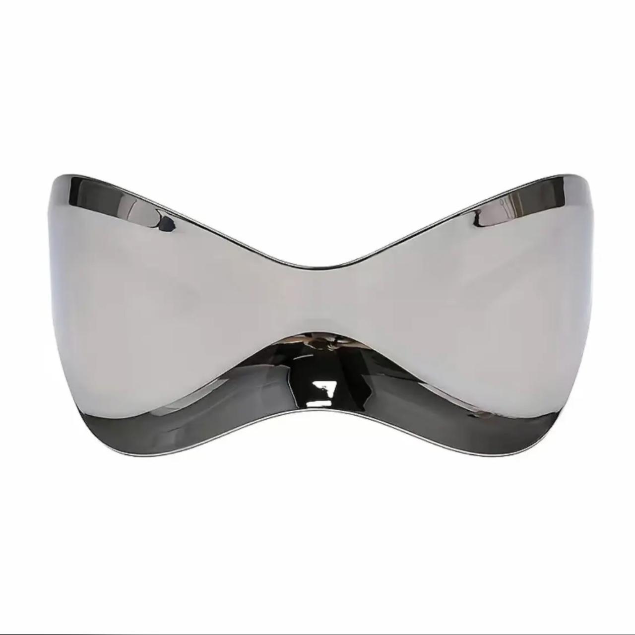 Oversized Chrome Raver Punk Shades Y2k Fashion Style... | Depop