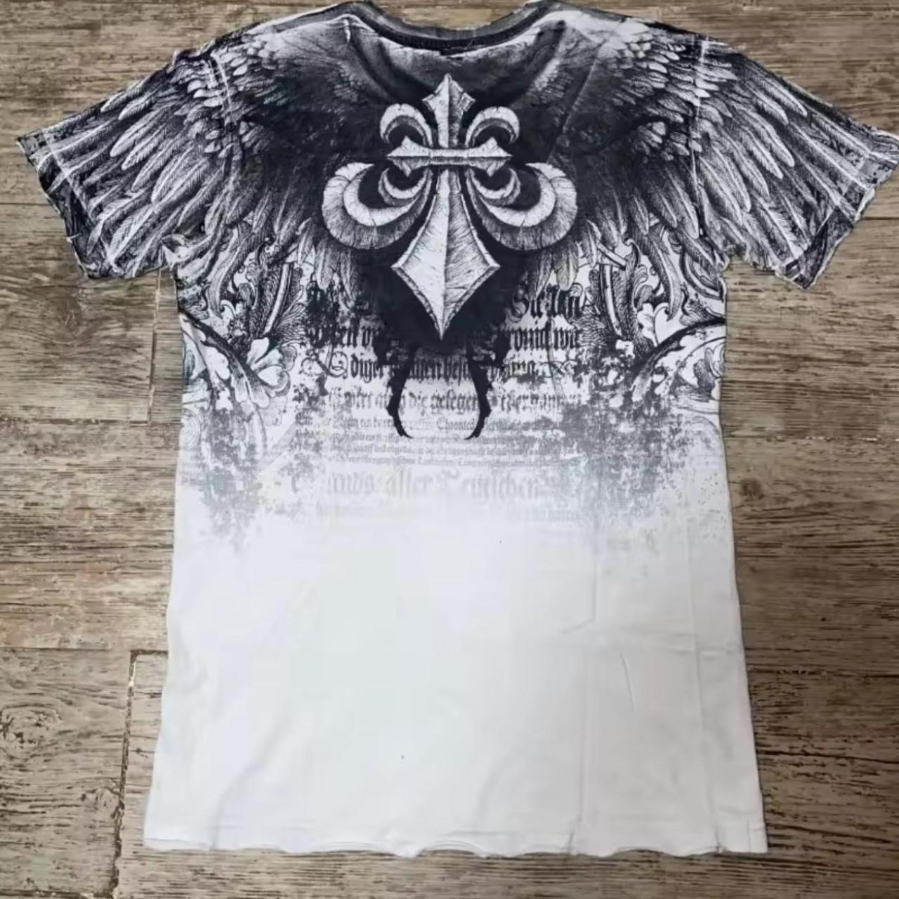 Affliction white and black streetwear shirt | Depop