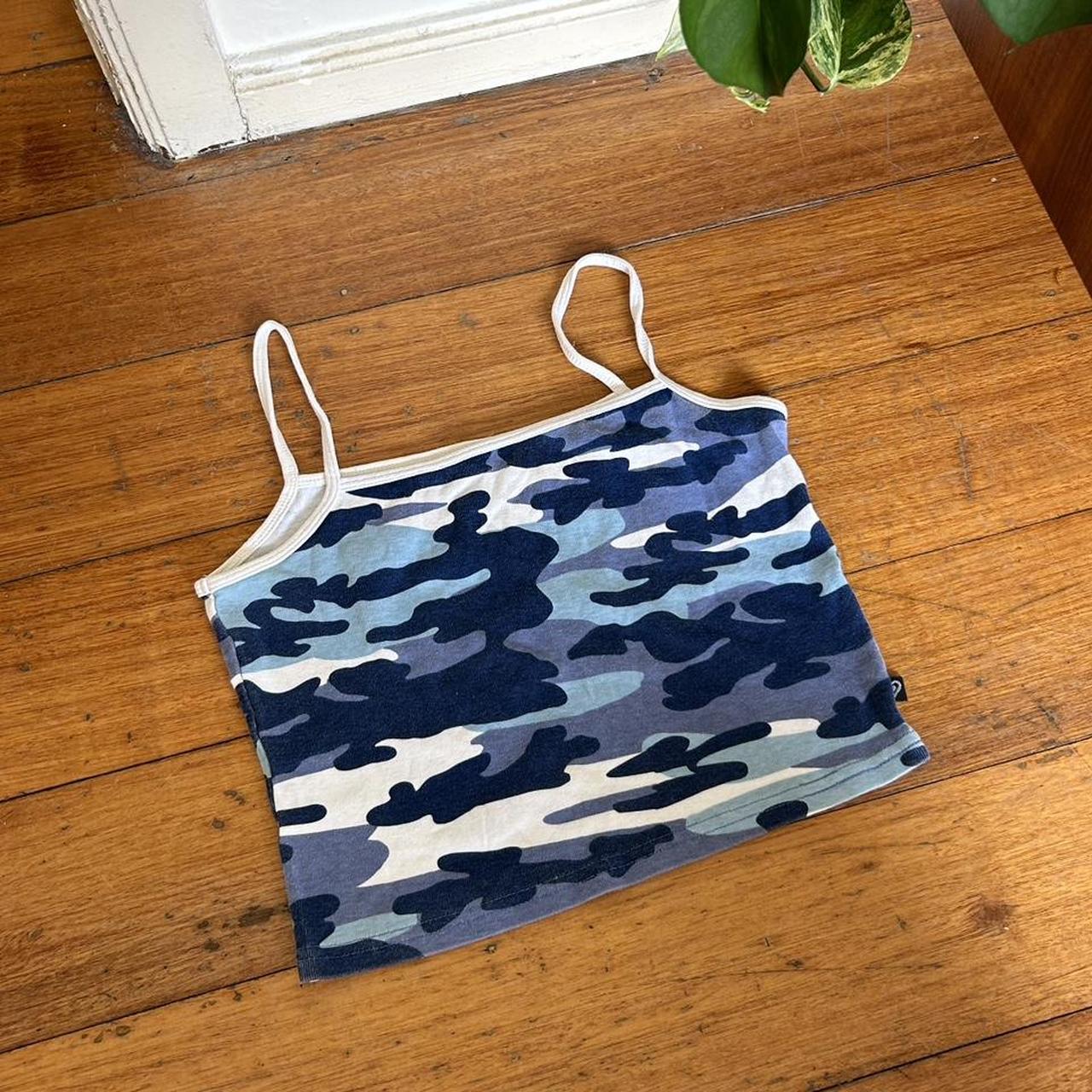 🍇 Vintage blue camo tank top 🍇 Size 8-10 - Depop
