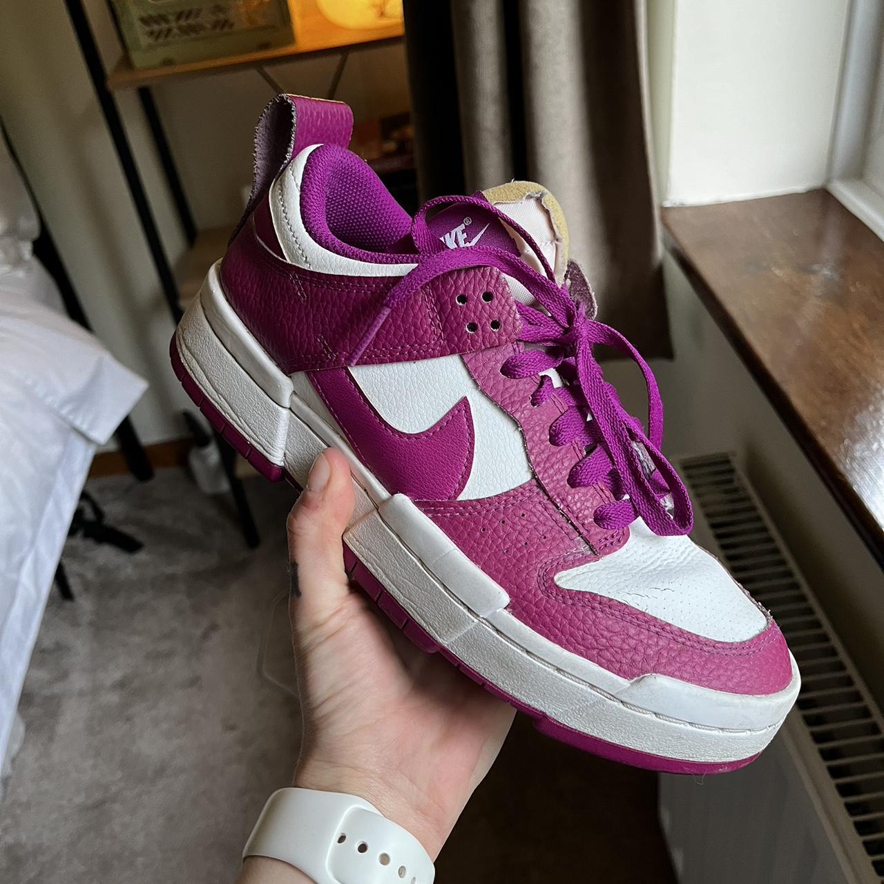 pink / purple nike dunks size 4.5 one of the pulls... - Depop