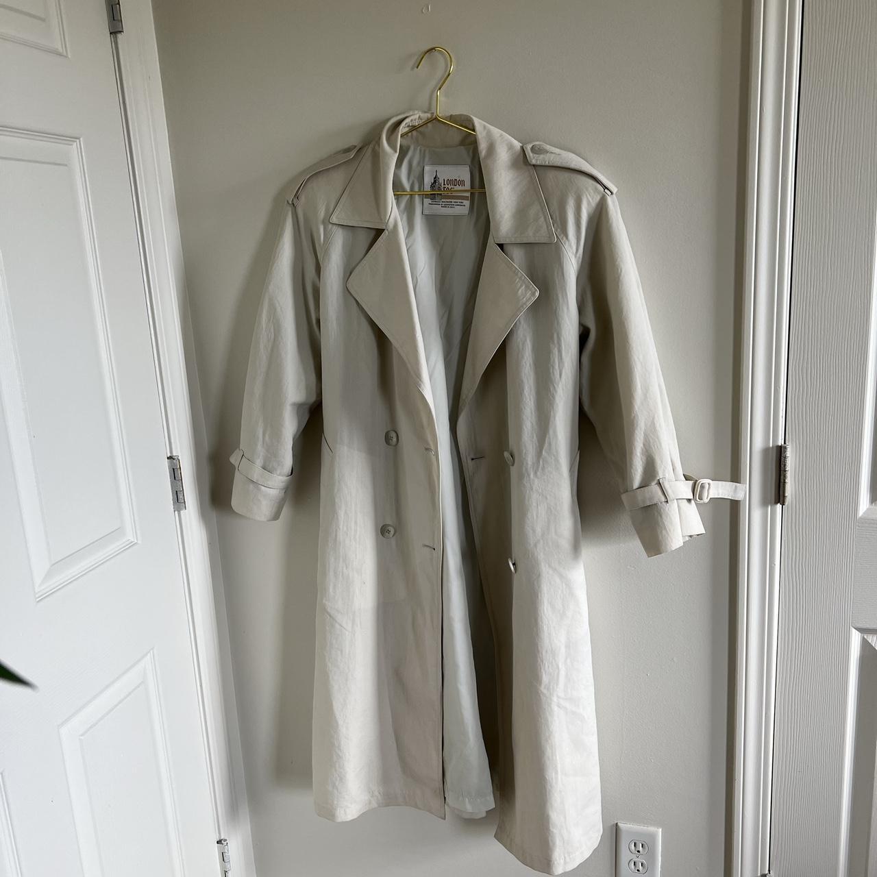Vintage london fog trench coat in a cream... - Depop