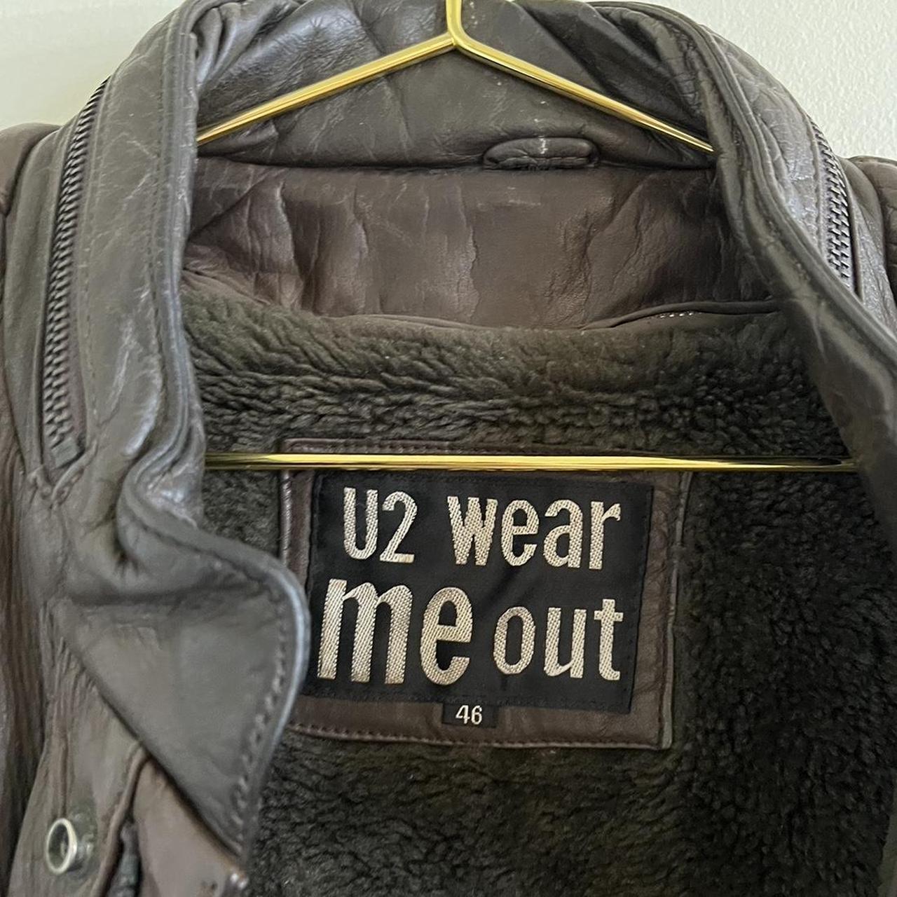 Dark brown men's leather bomber jacket. Has a warm... - Depop