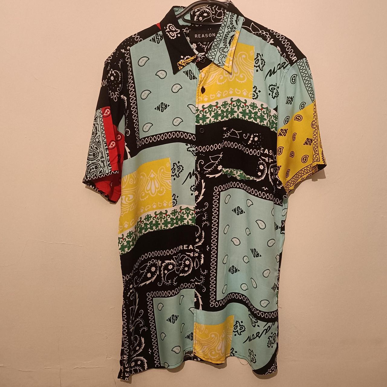 Bandana print short sleeve reason shirt in medium.... - Depop