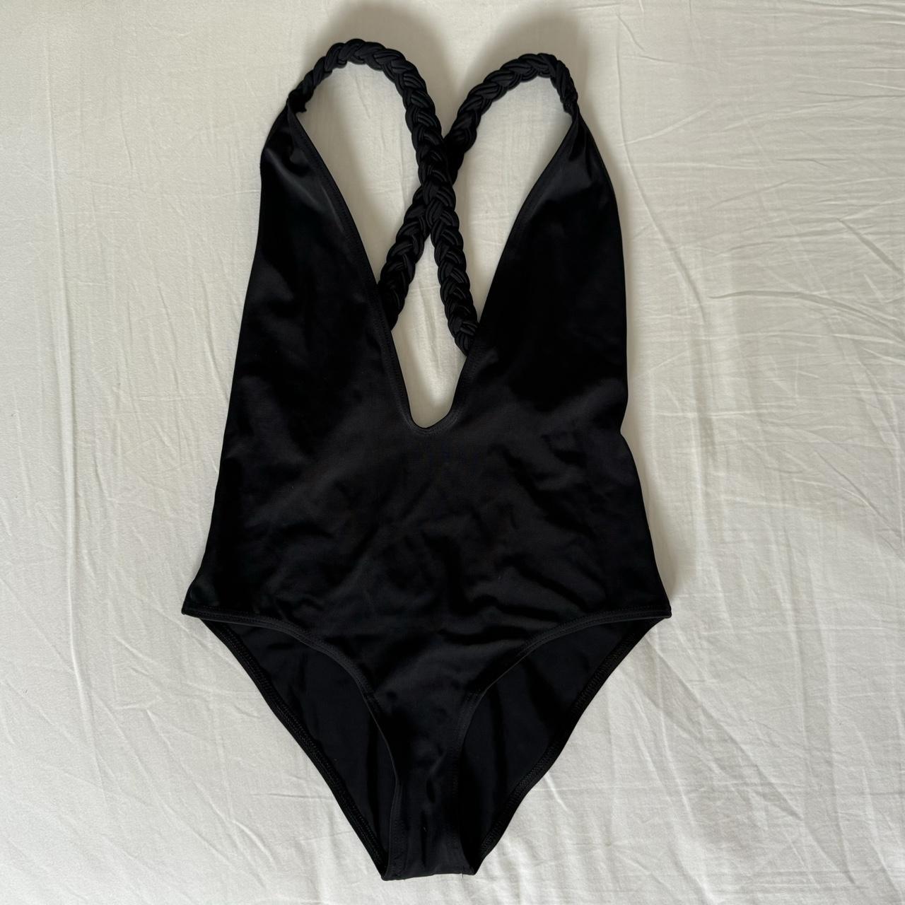 ASOS Swim black plunge one-piece swimsuit. Brand new... - Depop