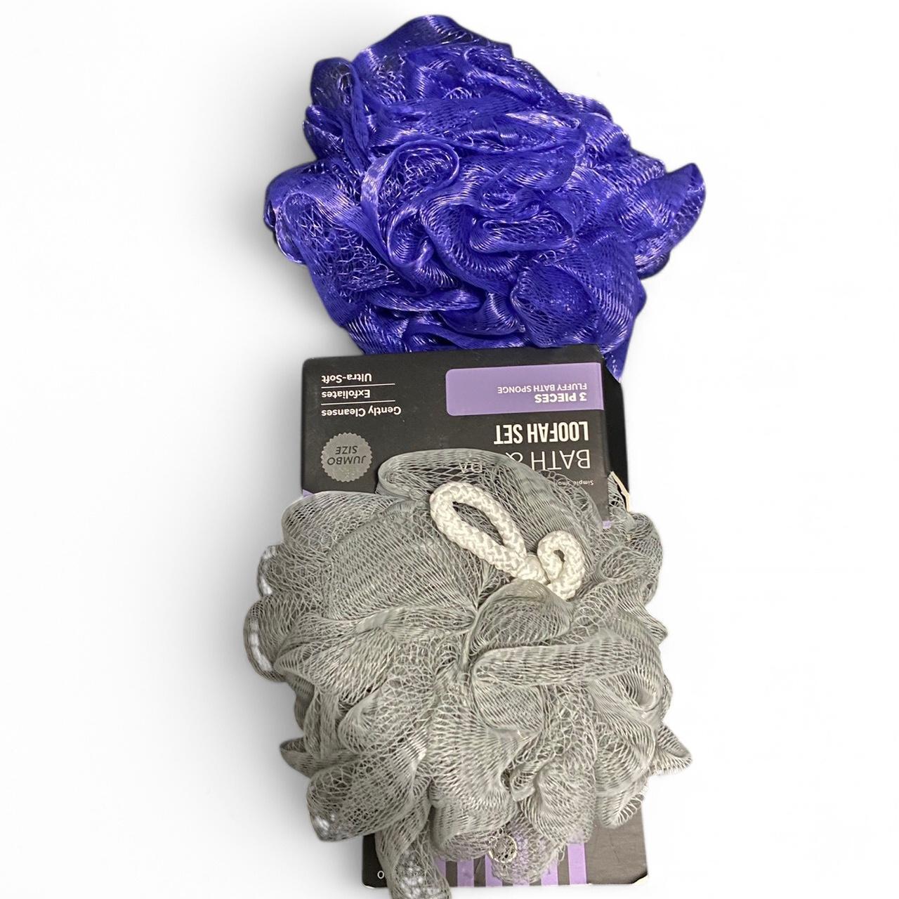 2-piece bath sponge set - one blue and one grey... | Depop