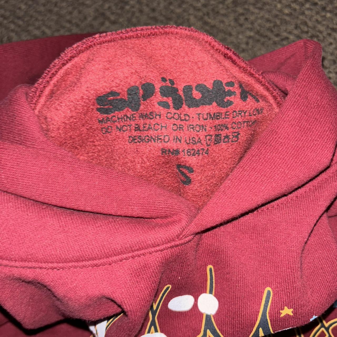 spider hoodie maroon size small worn only twice... - Depop
