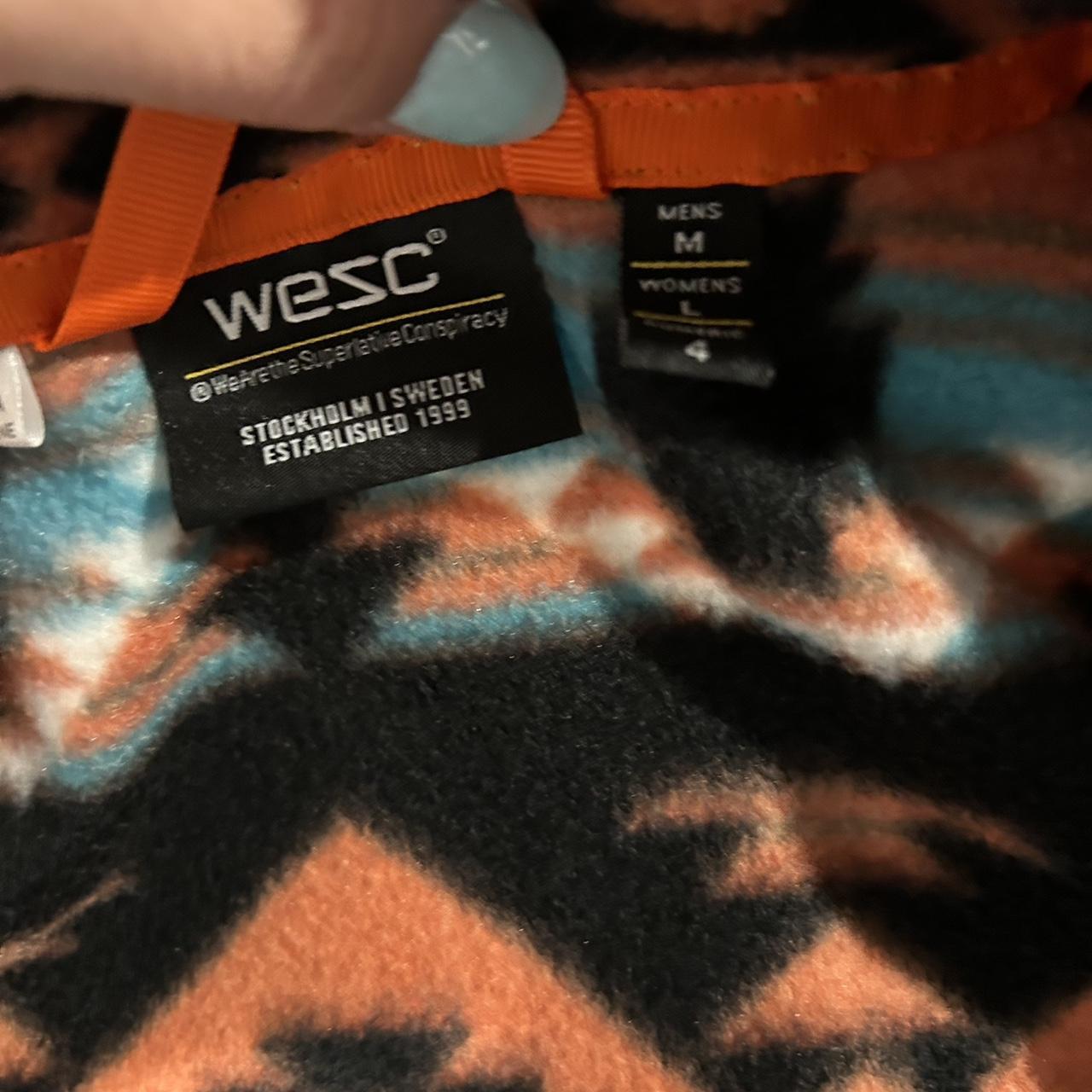 Orange and teal western pattern fleece - Depop