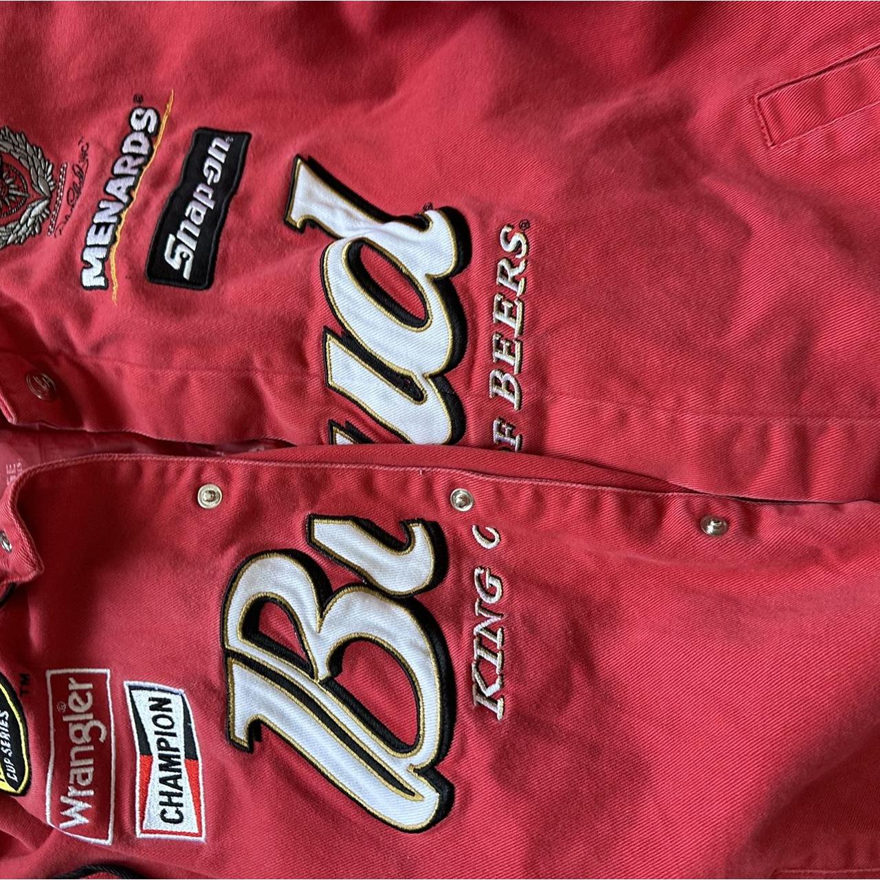Budweiser Racing Jacket Red size XL, like new, no... - Depop