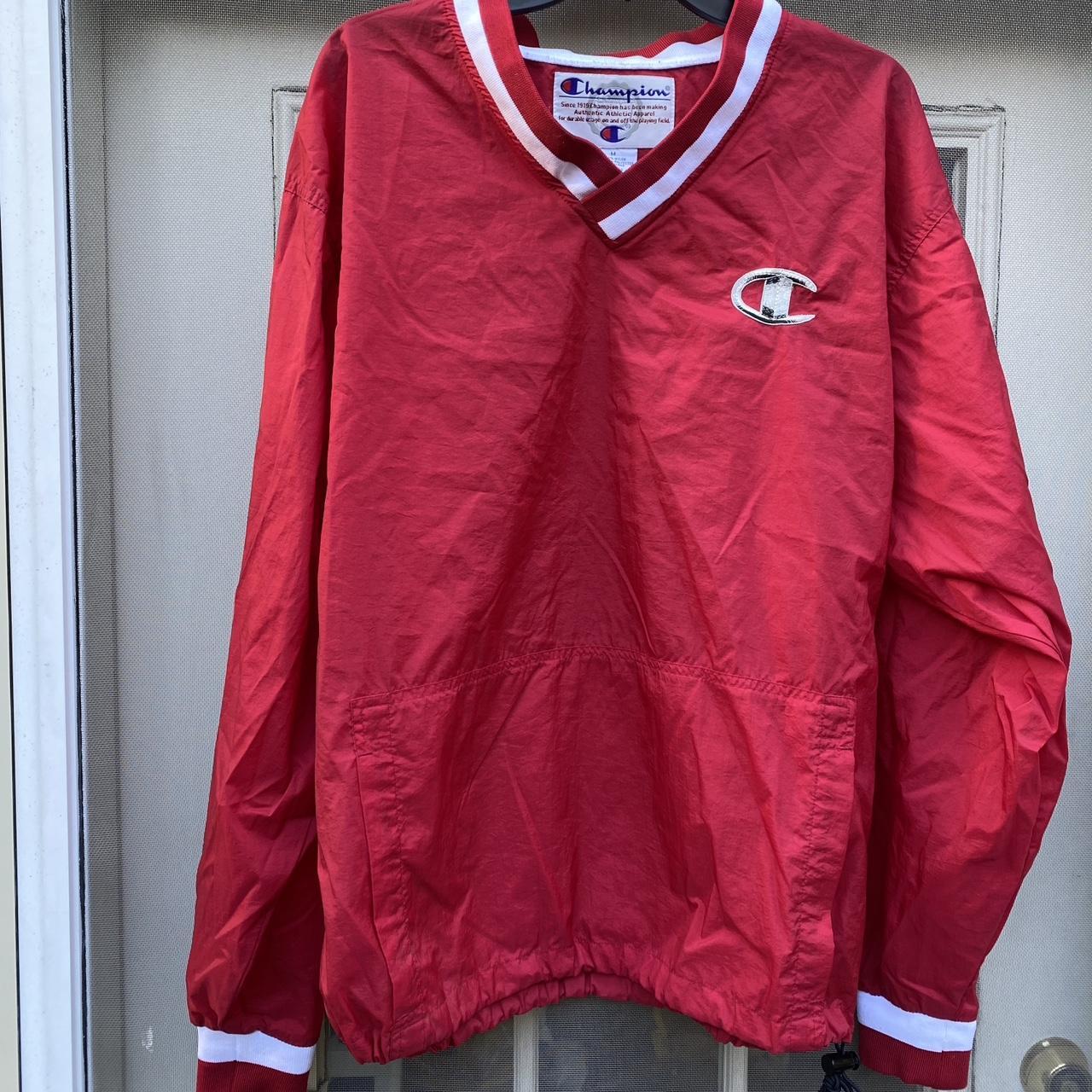 Champion Men's Red and White Jacket | Depop