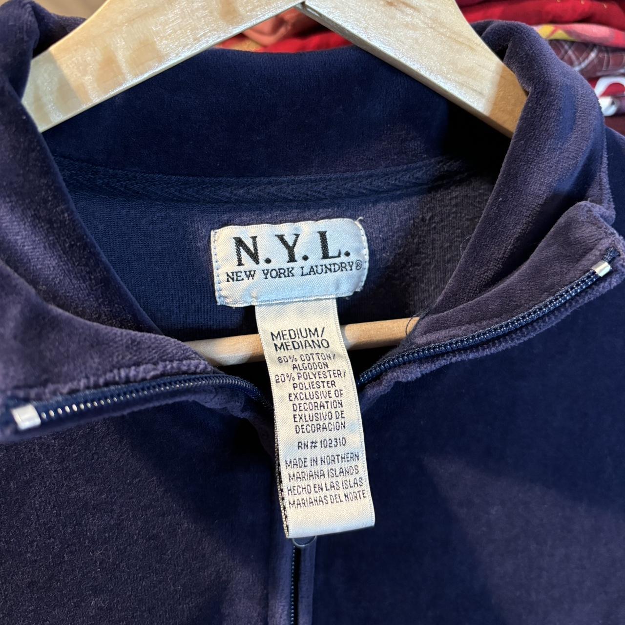 Vintage y2k 2000s New York Laundry Velour Zip Up... - Depop