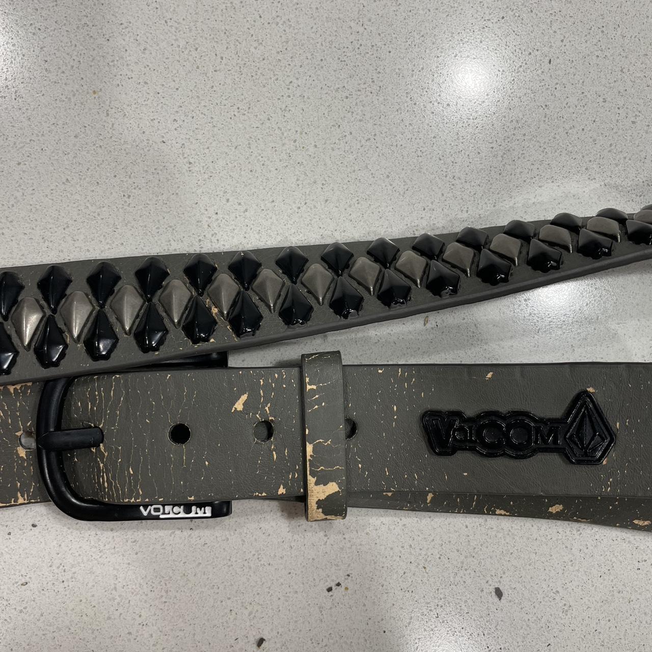 grey with black and silver studs Volcom belt... | Depop