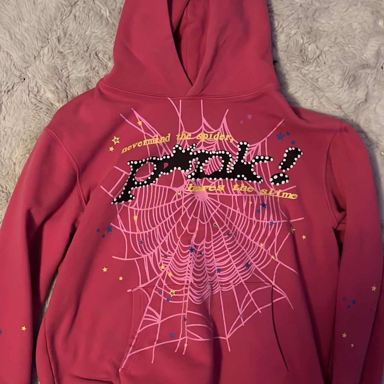 Medium pink spider worldwide hoodie Worn twice. - Depop