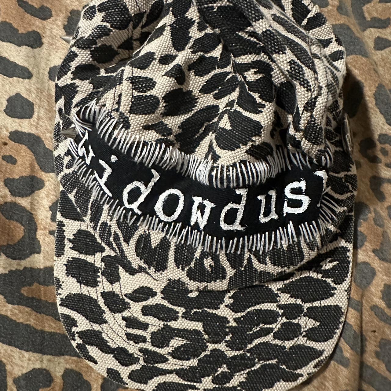 leopard print punk widow dusk patched hat with... - Depop
