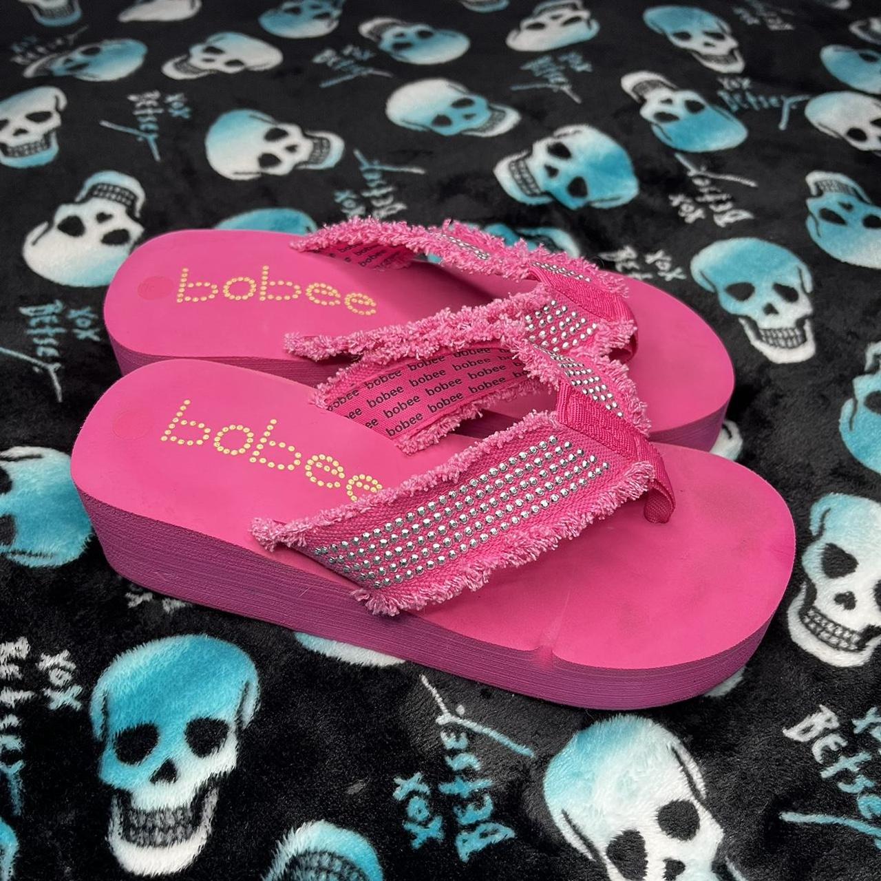 2000s Hot Pink Bedazzled Platforms🩷 (Some denting... - Depop