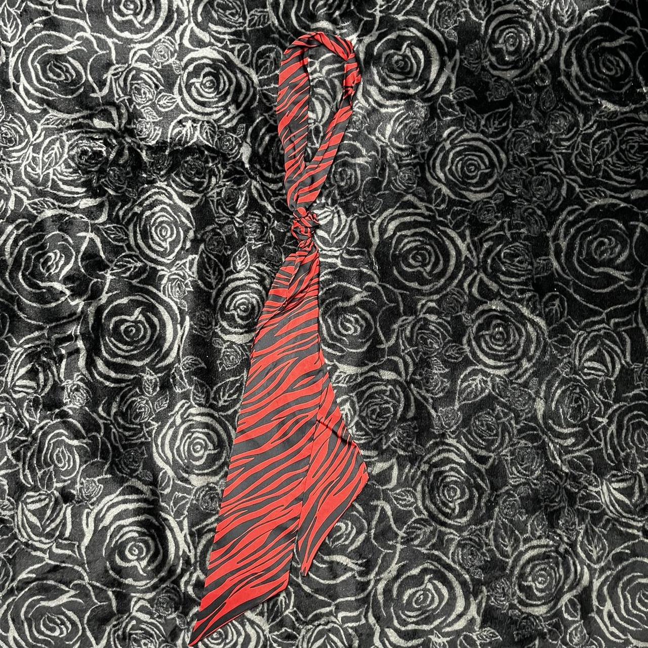 🥀2000s Emo Blood Red Zebra Stripped Tie🥀 (No flaws... - Depop