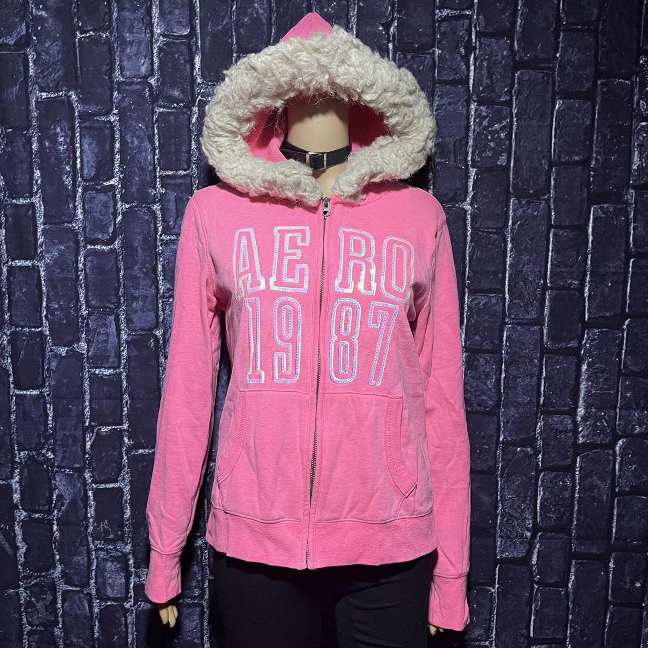 🌸Vintage Y2K Aeropostale 1987 Fur~Hooded Jacket🌸 (No... - Depop