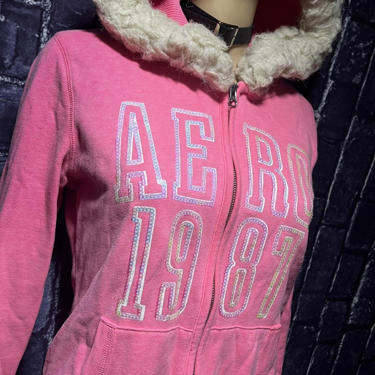 🌸Vintage Y2K Aeropostale 1987 Fur~Hooded Jacket🌸 (No... - Depop