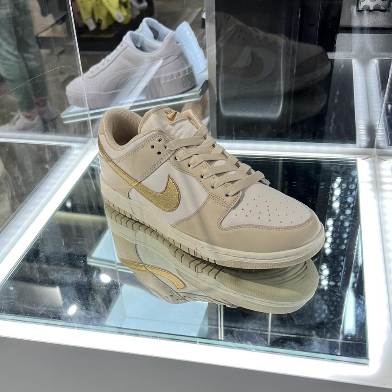 Nike dunks gold swoosh #nikedunk #goldswoosh... - Depop