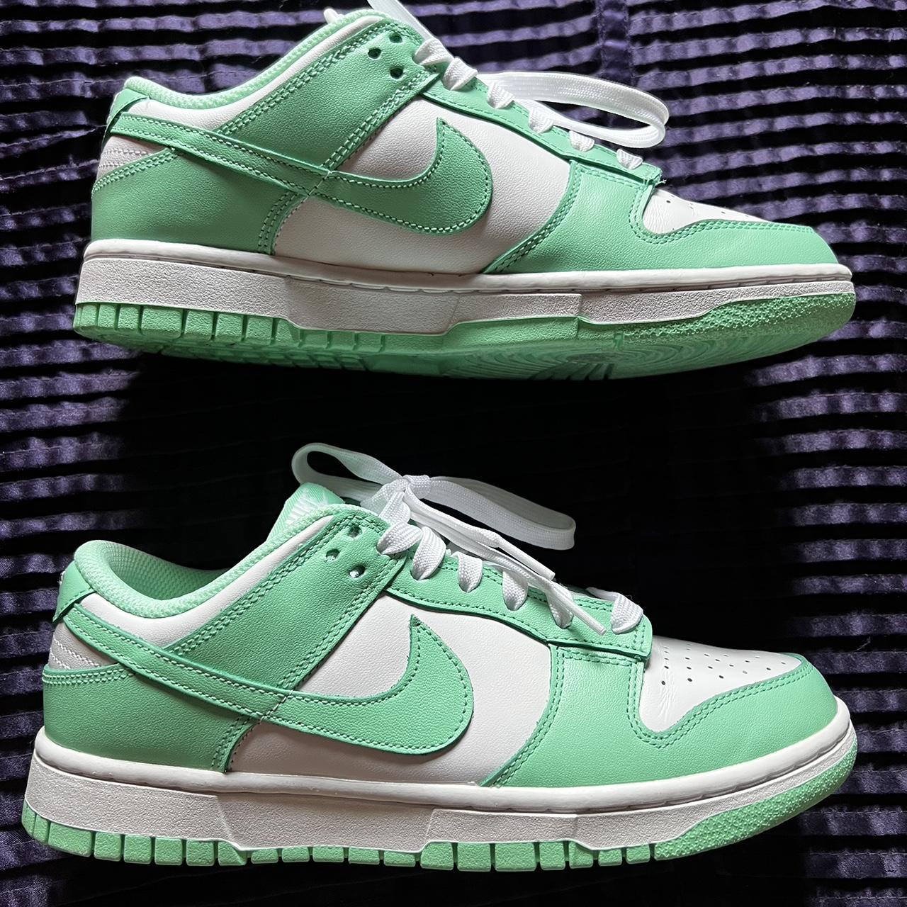 Women Nike Dunk Low Green Glow. Size 7.5. Worn once.... - Depop