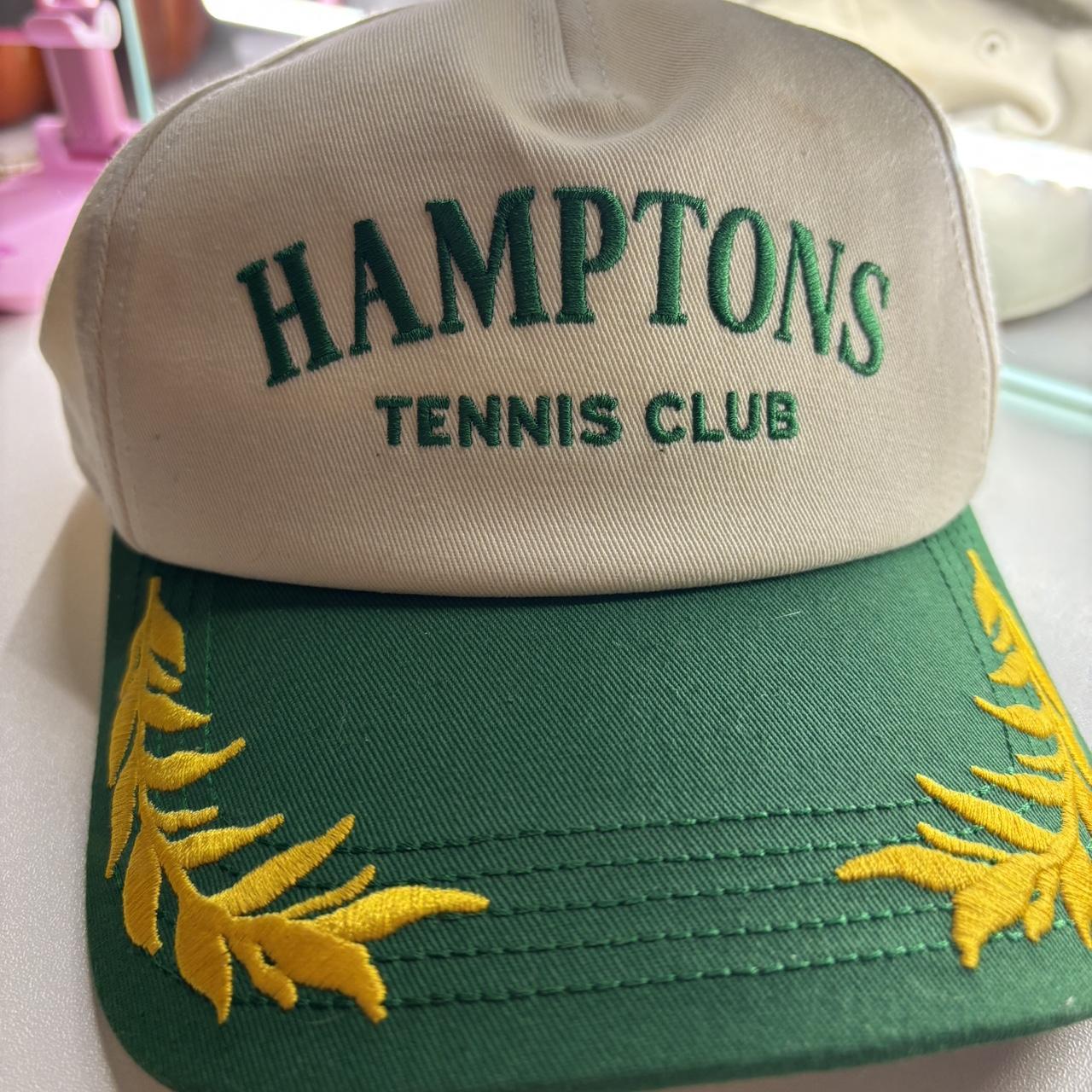 Green and cream Hamptons Tennis Club trucker hat,... - Depop