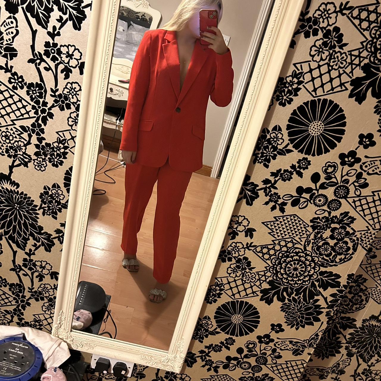Primark red suit size 12 bottoms. Blazer size 10-12... | Depop