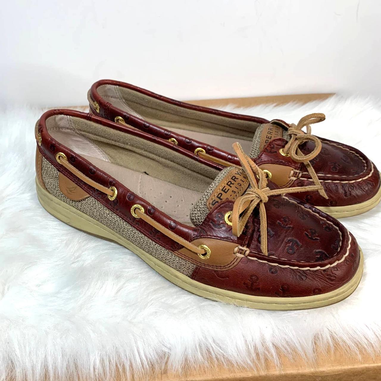 Sperry Red Leather Boat Shoes for Women Size... - Depop